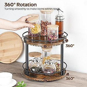 YATINEY Spice Rack, Set of 2 Lazy Susan Organizer, 2-Tier Turntable Organizer, Rotating Spice Rack Organizer For Cabinet, Compact and Versatile, for Kitchen Countertop, Rustic Brown SR22L2BR