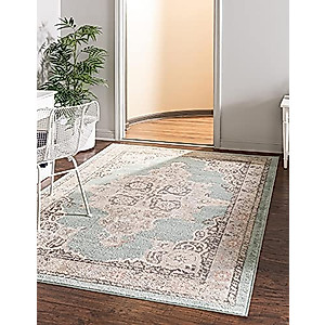 Unique Loom Parker Collection Area Rug - Merakli (9' x 12' Rectangle, Aqua/Beige)