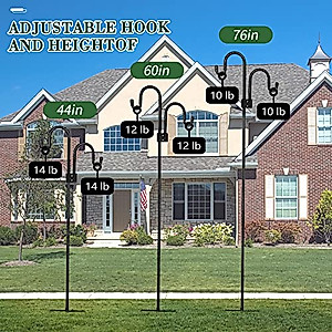 Shepards Hooks for Outdoor,76 Inch Bird Feeder Pole, Heavy Duty Shepherds Hook for Bird Feeders for Outside Tall Hummingbird Feeder Stand Bird Feeder Hanger Garden Hook Wind Chime Stand Black 1 Pack