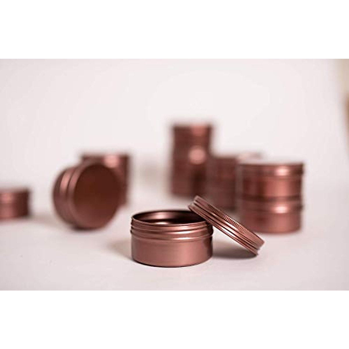 LIYAR 3 Ounce Tins Cans 3 Oz. Tins Containers Round Tins Metal with Lids Aluminum Metal Containers Metal Tins Jars for Balm,Candy,Salve,Candles,Pack of 12(Rosy Brown)