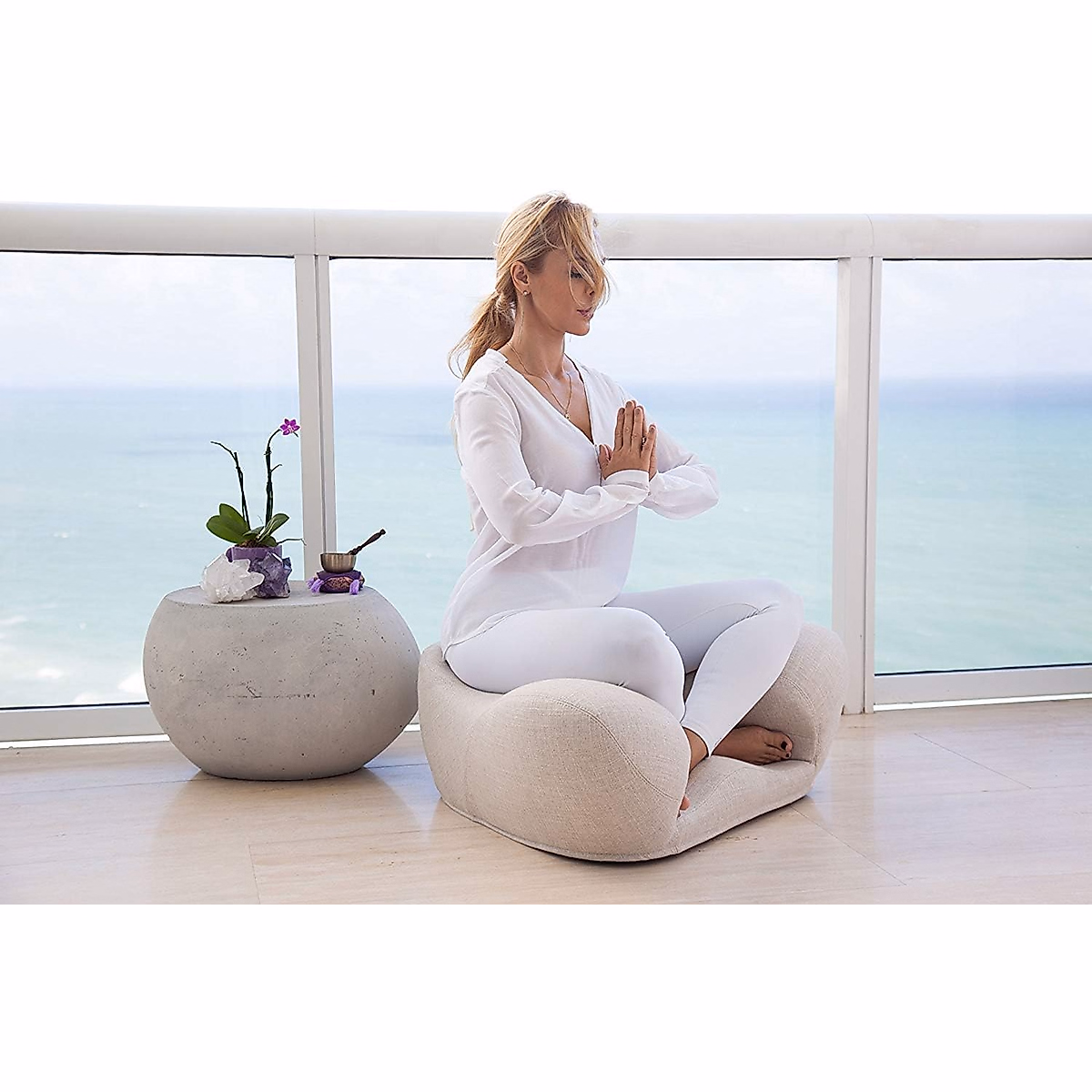 Alexia Meditation Seat Ergonimically Correct for The Human Physiology Zen Yoga Ergonomic Chair Foam Cushion Home or Office (Dove Grey Fabric)