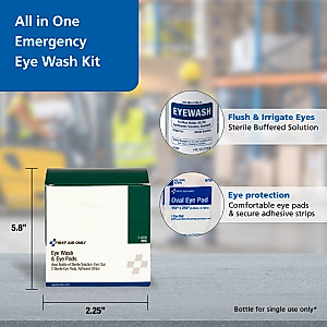 First Aid Only 6-Piece Eye Wash Kit with Oval Eye Pads, First Aid Adhesive Strips, Emergency Eye Rinse & Eye Wash Cup