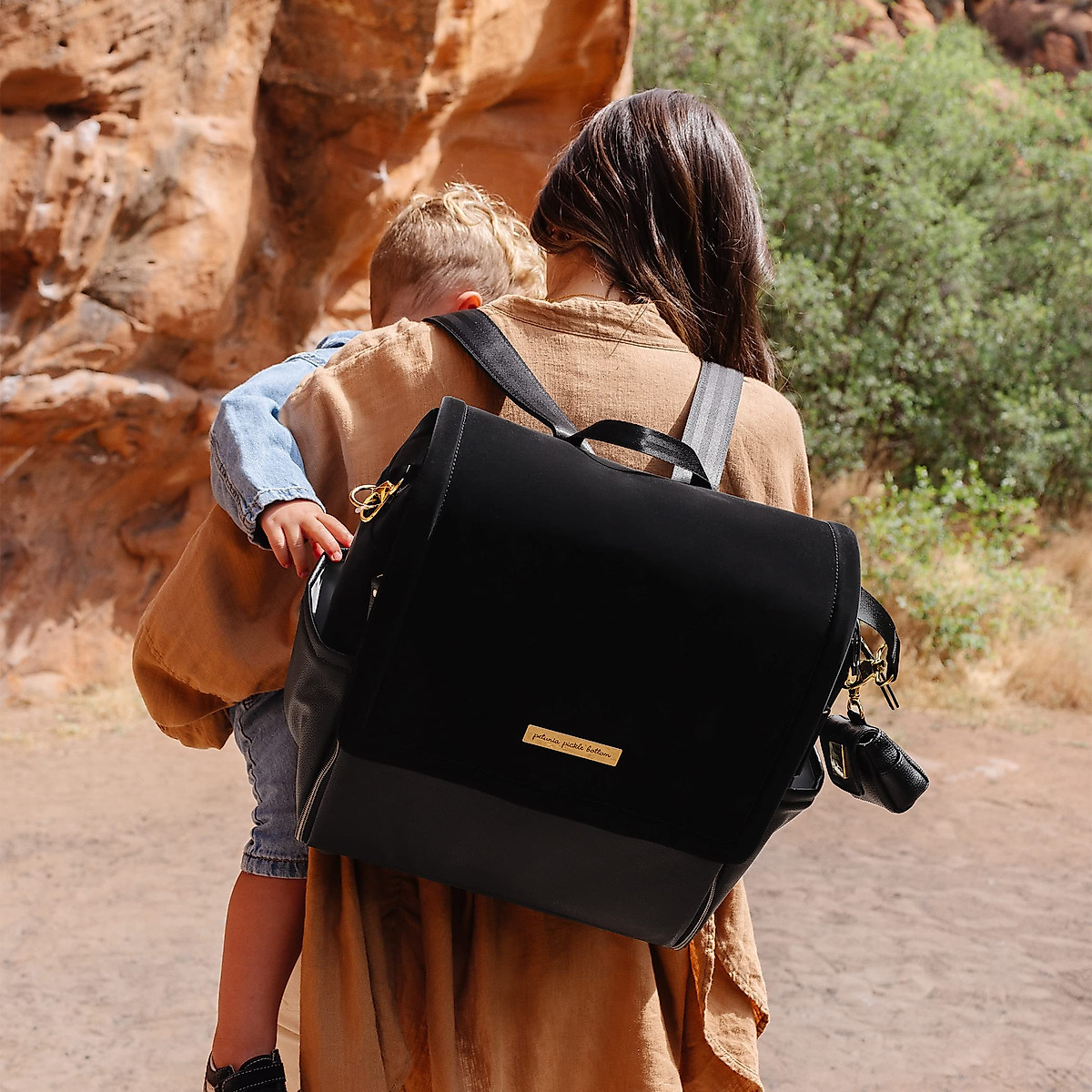 Petunia Pickle Bottom Boxy Backpack, Diaper Bag, Stylish Baby Bag, Spacious Backpack, On-The-Go Moms, Twilight Black