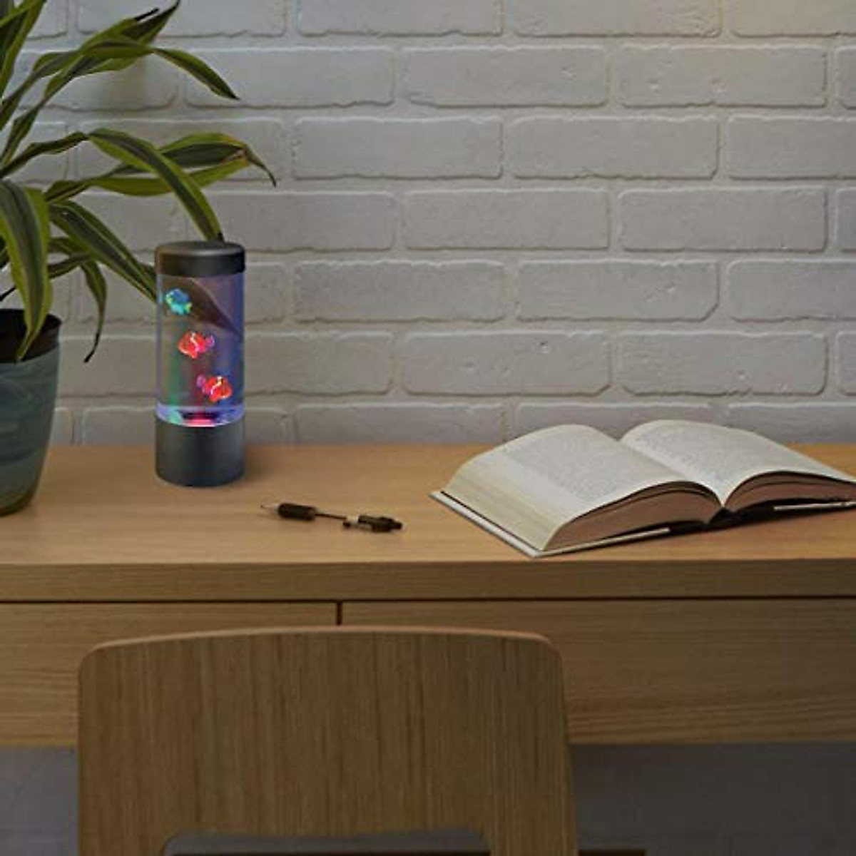 Lightahead LED Mini Desktop Fantasy Fish Lamp with Color Changing Light Effects. A Sensory Synthetic Fish Tank Aquarium Mood Lamp. Excellent Gift