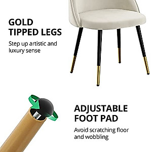 Cozy Castle Velvet Dining Chairs Set of 4, Upholstered Comfy Chairs with Back, Accent Chairs for Kitchen, Beige