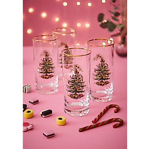 Spode Christmas Tree Hiball Glasses, Set of 4