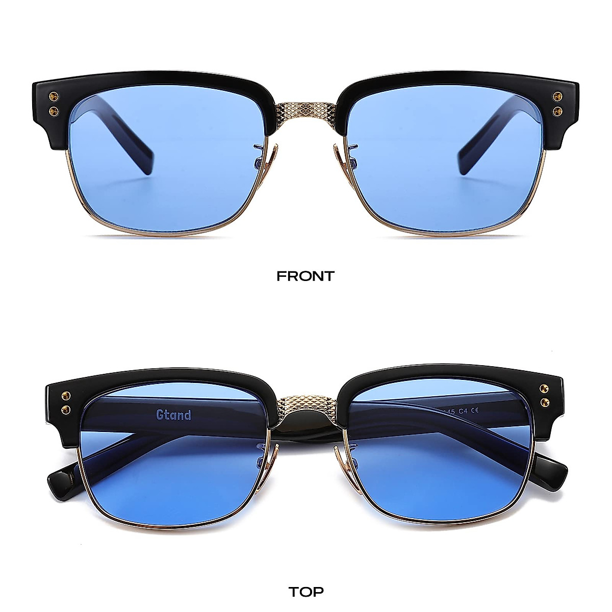 Gtand Vintage Retro Rectangle TR90 Frame Sunglasses For Men Women Fashion Semi-Rimless Metal Sun Glasses Eyewear