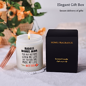 Bonus Mom Gifts- Mother in Law, Stepmom, Step Mom Birthday Christmas Mothers Day Gifts- Funny Best Candle Gift Ideas for Boyfriends Mom, Girlfriends Mom, Adopted Mom from Daughter Son