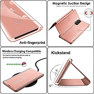 Compatible with Samsung Galaxy S23 Ultra Case Flip Leather Cover Clear S-View Mirror Shockproof Cover with Kickstand Anti-Scratch Protective Phone Cases Cover for Samsung S23 Ultra