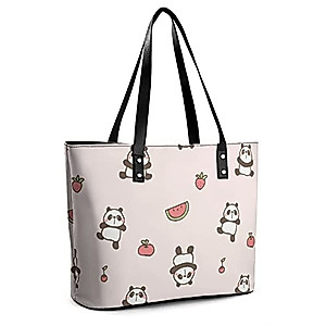 Womens Handbag Panda Patterns Leather Tote Bag Top Handle Satchel Bags For Lady