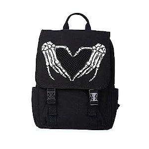 Lost Queen Gothic Darkest Love Knapsack Bone Skeleton Heart Hands Backpack