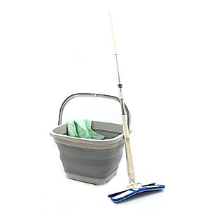 SAMMART Set of 2-11L (2.9 Gallon) Collapsible Rectangular Handy Basket/Bucket (2, Grey)