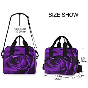 Purple Rose Reusable Insulated Lunch Bag Lunch Tote Bag for Women Men, Floral Flower Cooler Bag Lunch Box Container with Adjustable Shoulder Strap for Picnic School Work Office