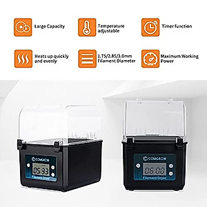 Comgrow Filament Dryer, Upgraded Filament Dry Box, Large-Capacity 3D Filament Dehydrator for 2KG Filament, Compatible with 1.75mm, 2.85mm Filament and PLA PETG TPU ABS Material
