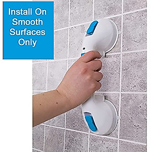 Carex Suction Shower Grab Bar – 12” Ultra Grip Shower Handle - Dual Locking Grab Bars for Bathtubs and Showers – Seniors, Disabled, Handicap, Elderly Assistance Product
