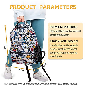 COOPASIA Cute Penguin Backpack, 16 Inch Animal Theme Bookbag with Adjustable Straps, Durable, Lightweight, Large Capacity, School Backpack for Kids Girls Boys