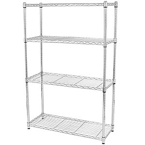 4 Tiers Standing Shelving Units - 4-Shelf Adjustable Storage Wire Shelving Unit, Metal Organizer Wire Rack for Laundry Bathroom Kitchen Pantry Closet, Garage Storage Rack Display Shelf for Living Room