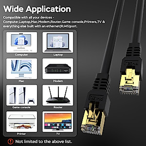 Cat 7 Ethernet Cable 100 ft, Long Ethernet Cable 200Ft 300Ft 400Ft For Outdoor&Indoor, Buried-able Cat7 Ethernet Cable With 10 Gigabit 600MHz (SFTP) with OFC, for Router, Modem, PC, Gaming, PS5, Xbox