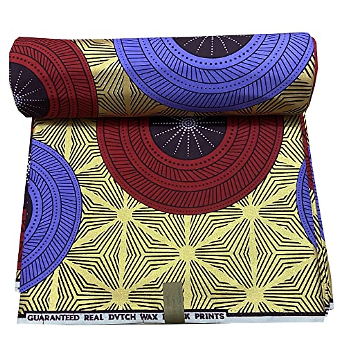 African Fabric by The Yard 6 Yards One Piece 100% Cotton African Print Fabric African Kente Soft Cloth (P027)
