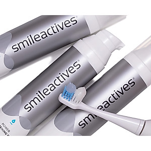 Smileactives Vibrite Sonic Electric Toothbrush Heads, 3 White/Blue Replacement Brush Heads with Firm Tip Bristles for Teeth Whitening and Cleaning, Helps Remove Plaque (Not Compatible w/Wave Version)