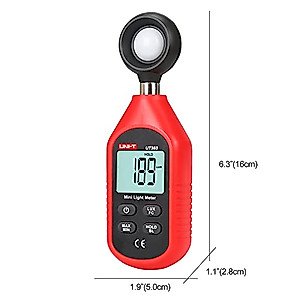 UNI-T UT383 Light Meter Lux Meter Lumens Digital Illuminance Meter 0~199,900 Lux (0~18,500 FC) Foot Candles Luxmeter for Film Photography Plants Photometer Lighting Intensity Brightness Measurement