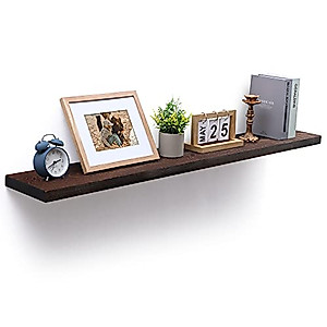 Axeman 48 Inch Floating Shelf, 8 Inch Deep Solid Pine Wood Shelves, Rustic Wall Mounted Shelves for Wall Decor & Storage, Dark Wood Shelves for Bathroom Kitchen Living Room - Dark Walnut