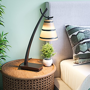 Kenroy Home 03332 Wright 1 Light Table Lamp with Oil Rubbed Bronze Finish, Casual Style, 24" Height, 13.5" Width, 7" Depth