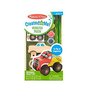 Melissa & Doug Created by Me! Monster Truck Wooden Craft Kit - Easter Basket Stuffers Easy To Assemble DIY For Kids