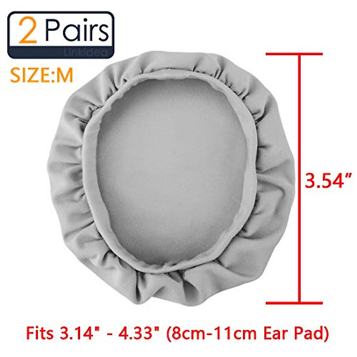 Linkidea 2 Pairs Earpad Covers Compatible with Bose QC35, QC35(Series II), QC25, QC15, Crusher 360, Venue, Hesh3, Headphone Earcup Covers/Stretchable and Washable Sanitary Earpad Protectors (Grey, M)