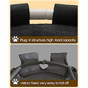 Hzuaneri Oval Raised Cat Bed, Elevated Pet Hammock, for Kitty Cat Small Dog with Pompom, Detachable and Washable, Easy Assembly Cat Cot Excellent Breathability, for Indoors & Outdoors, Black PB06701X