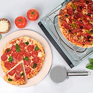 Nostalgia Oven, Toast, AirFry, Broil Functions Large Capacity Fits Slices of Bread Two 12 in. Pizzas-Includes Baking Pan and Frying Basket, 21 Qt, Aqua