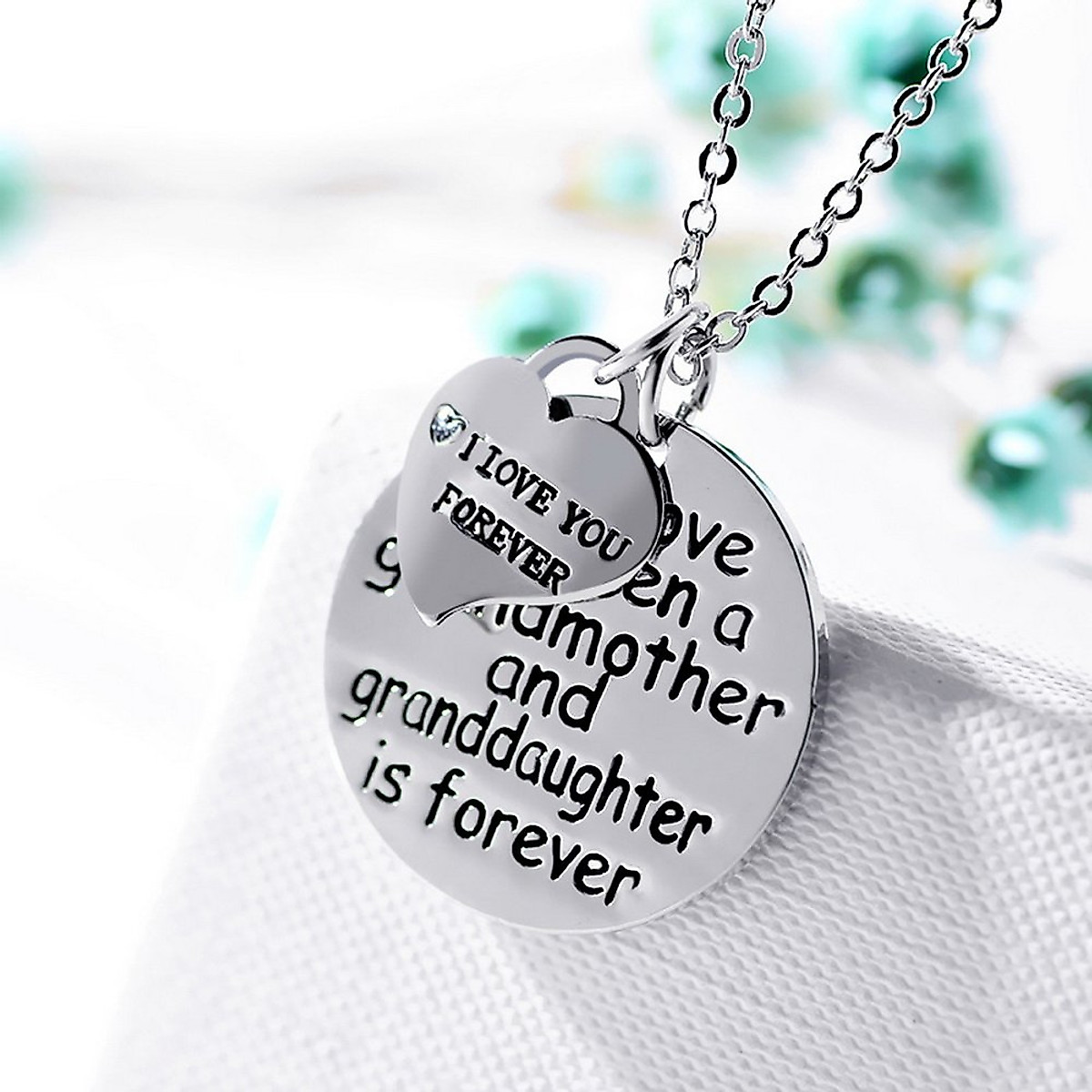 Blerameng Christmas Mother's Day Gift The Love Between a Grandmother and Granddaughter is Forever and I Love You Forever Thanksgiving Pendant Necklace