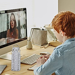 RLMOON Bling Water Bottle Rhinestone Diamond Stainless Steel Glitter Insulated Bottle Vacuum Flask Sparkling Thermal Bottle with Chain Refillable Water Bottles for Women