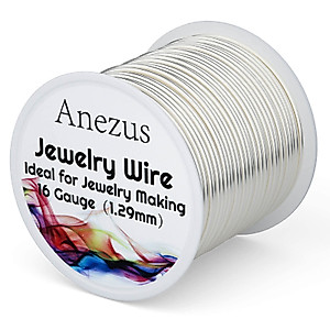 16 Gauge Jewelry Wire, Anezus Silver Craft Wire Tarnish Resistant Copper Wire for Jewelry Making, Wire Wrapping and Crafting