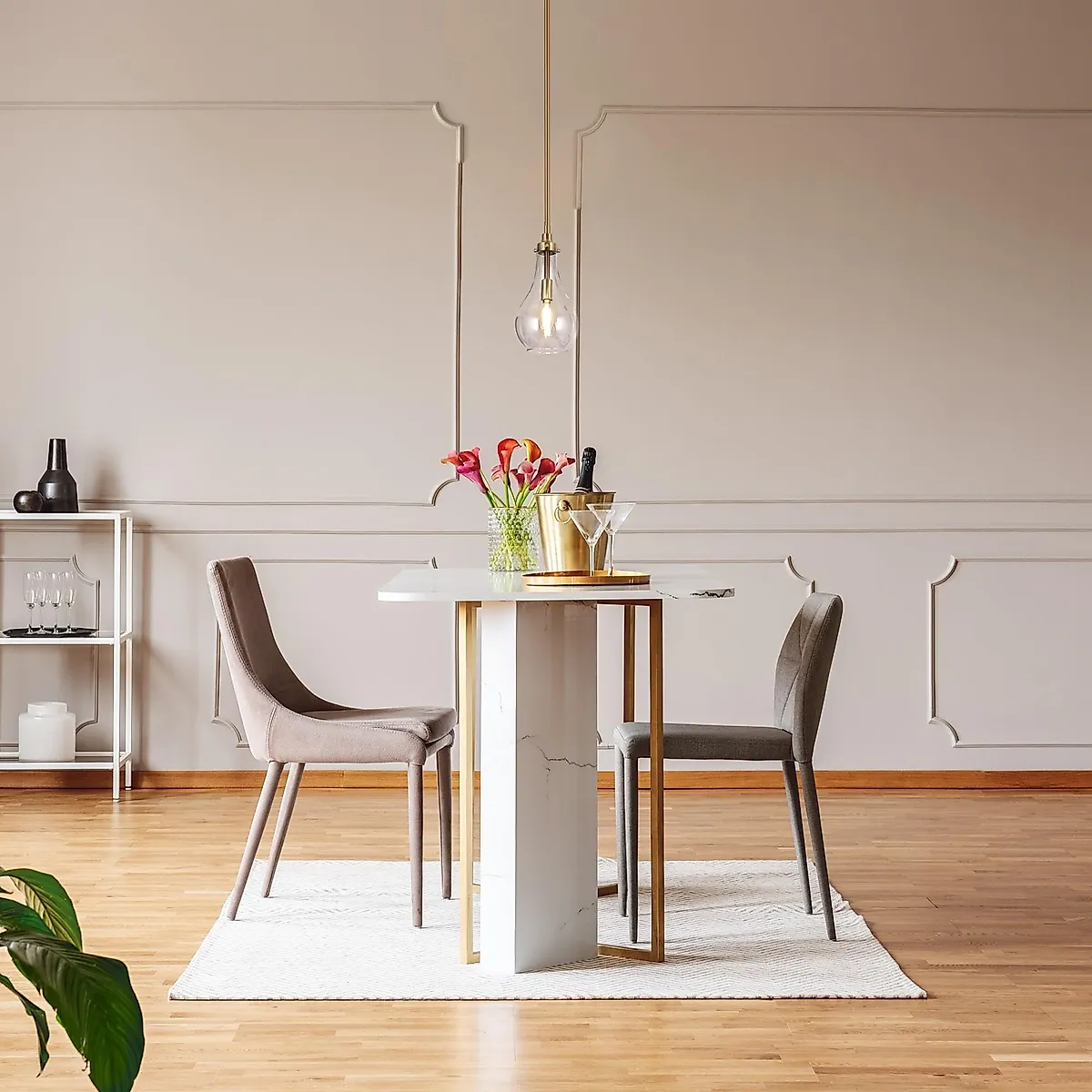 KSANA Gold Glass Pendant Lighting for Kitchen Island, Modern Electroplated Hanging Light Fixture with Clear Glass Shade for Dining Room, Hallway, Bedroom, Foyer and Entryway