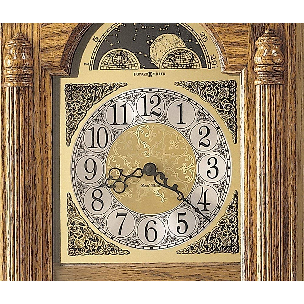 Howard Miller Fenton Wall Clock 620-156 – Golden Oak, Brass Pendulum Home Decor with Quartz Dual-Chime Movement