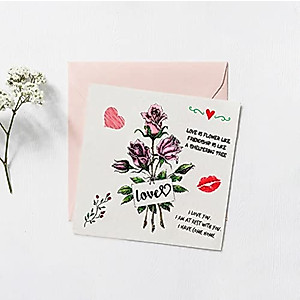 Valentines Flowers Clear Stamps for Card Making Decoration and Scrapbooking Supplies, Rose Love Words with Sentiment Transparent Rubber Stamps for Paper Card Photo Album Crafting Supplies