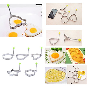 10pcs Egg Molds Egg Shaper Egg Ring For Frying Eggs Stainless Steel Nonstick Pancake Maker with Handle Egg Fryer Mold Cooking Breakfast Accessories