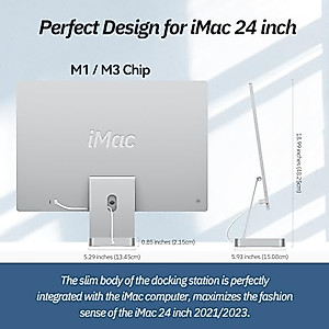 USB C Hub for iMac 24 inch 2021/2023, Minisopuru USB Hub Adapter Support M.2 NVMe SSD, iMac USB Hub for iMac M1/M3, iMac Accessories with USB C 10Gbps, USB A 3.2, SD/TF, M.2 SSD(Not Included), Silver.