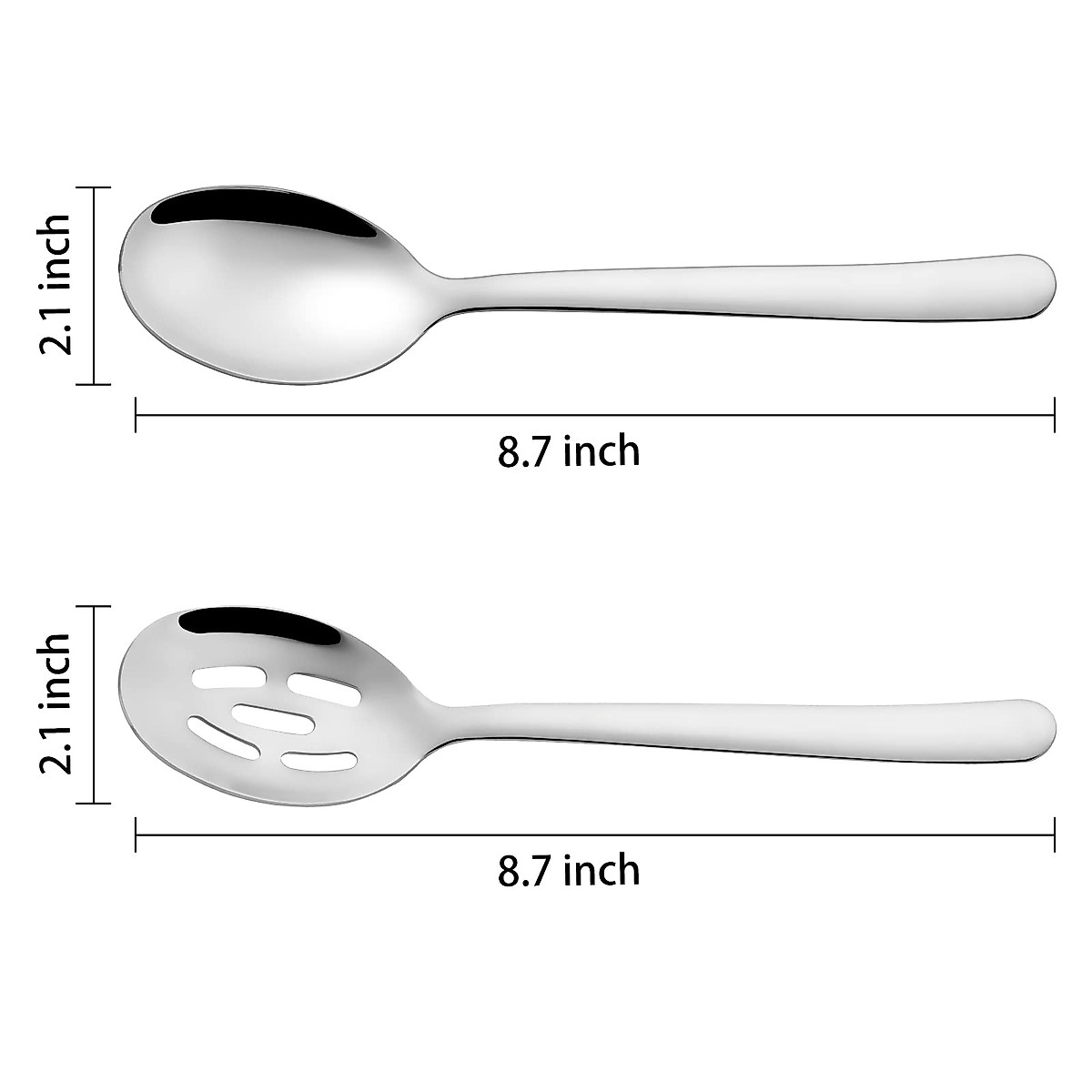 Serving Spoons x2, Slotted Spoons x2, 8.7 inches Utility Advanced Performance Skimmer Perforated, 304（18/8） Stainless Steel Serving Spoons Set for Buffet Can Banquet Cooking Kitchen Basics
