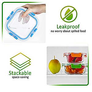 M MCIRCO 20 Pieces Glass Food Storage Container with Lids, Airtight Glass Lunch Containers,No Leaking Glass Meal Prep Container,Microwave, Oven, Freezer and Dishwasher Friendly