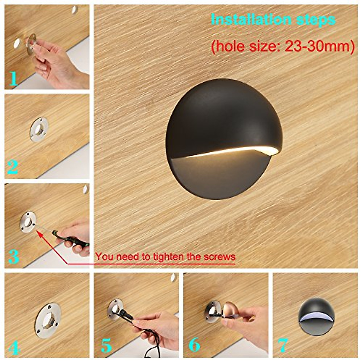 FVTLED WiFi Deck Lights Kit, WiFi Controlled 20pcs Low Voltage LED Step Lights Kit Φ1.97 Stainless Steel Waterproof Outdoor Recessed Railing Light Work with Alexa Google Home, Warm White, Black