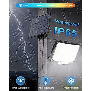 Solar Outdoor Lights Motion Sensor [3 Modes/228LED] Solar Flood Lights Dusk to Dawn, IP65 Waterproof Led Solar Security Lights with Remote for Garage, Patio, Outside, Yard, Garden (5M Cable, 2Pack)