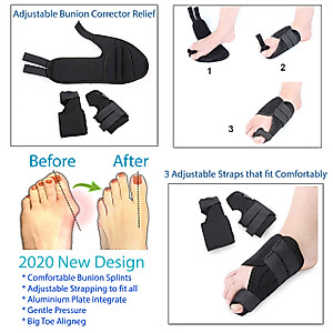 Bunion Corrector and Hallux Valgus Pain Relief Kit | Orthopedic Big Toe Straightener | Adjustable Splint Protective Sleeves | Toe Separator Spacer, Splint Correction Aid for Women,Men - 11 Pack