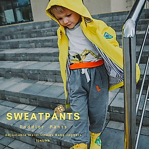 IjnUhb baby boy's,Girls 2-Pack Pants, Toddler Cotton Pull on Jogger, Kids Dinosaur Drawstring Elastic Sweatpants(Light Dark 4T)