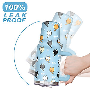 30 oz Cat Tumbler with Handle and Straw, Cat Butts Stainless Steel Vacuum Insulated Travel Coffee Mug Cup Water Bottle, Cat Stuff Accessories Decor, Cat Lover Gifts for Women Girls