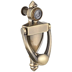 Prime-Line S 4235 Door Knocker and Viewer, Diecast Construction, Antique Brass Finish (Single Pack)