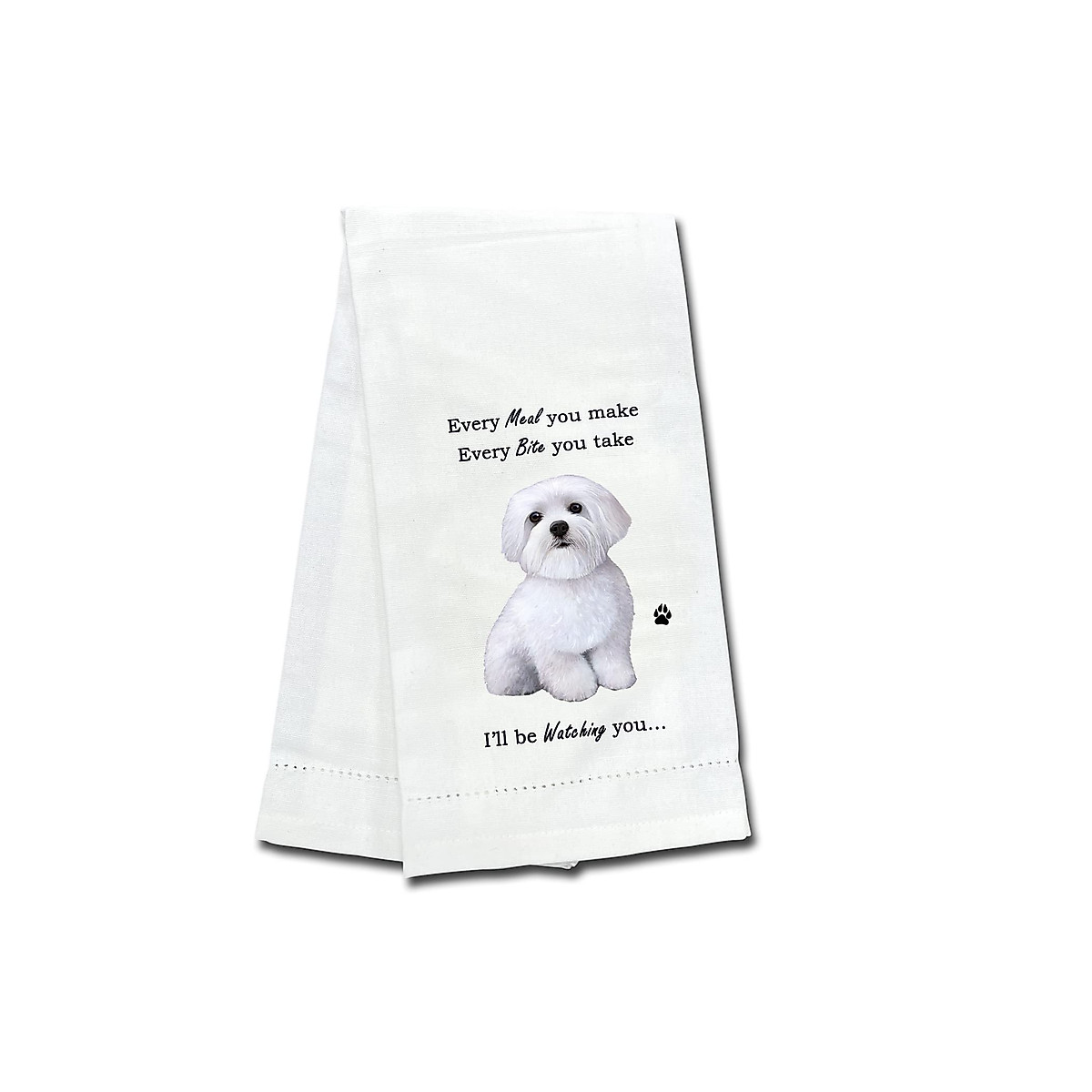 E&S Imports Maltese Kitchen Towel - Soft Highly Absorbent - Maltese Gifts - Dish Towels for Washing Dishes - Tea Towels - Reusable - Quick Drying - 100% Natural Cotton - Towels for Pet Lovers