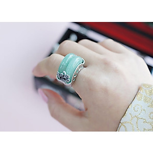 Hanbok Ring Jade Korea Traditional Accessory Woman Junior Natural Light Green Size Adjustable R005LT