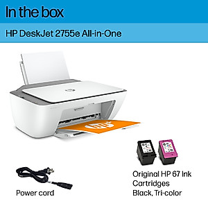 HP DeskJet 2755e Wireless Color All-in-One Printer with bonus 6 months Instant Ink (26K67A)
